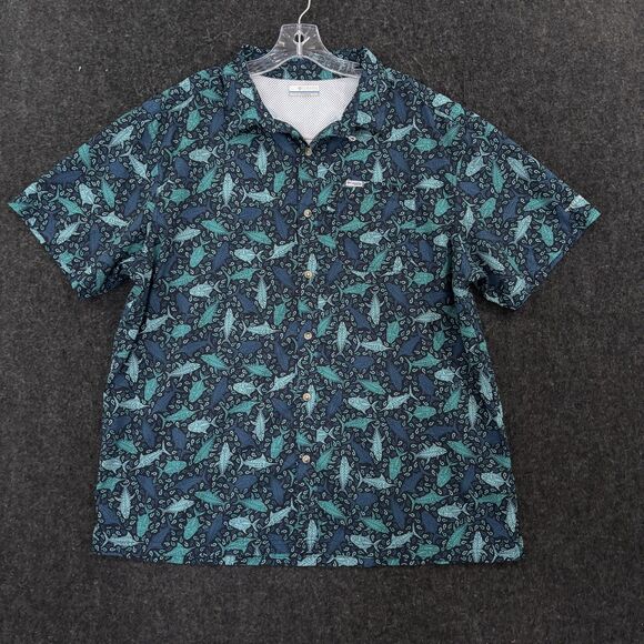 Columbia | Shirts | Columbia Pfg Slack Tide Camp Shirt Mens Xl Blue ...